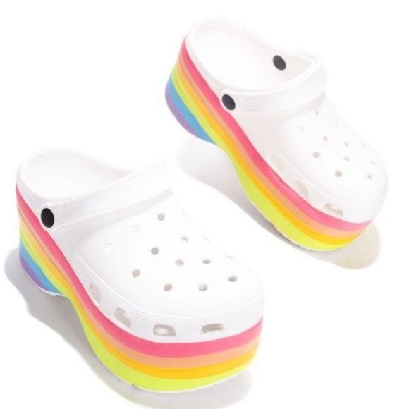 Shoes | Platform Croc Style Clogs In White | Poshmark